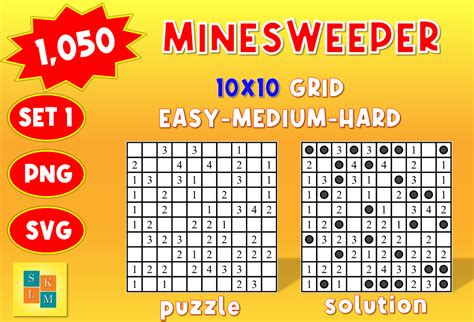 Minesweeper 10x10 Logic Puzzle Graphic By Sklm · Creative Fabrica