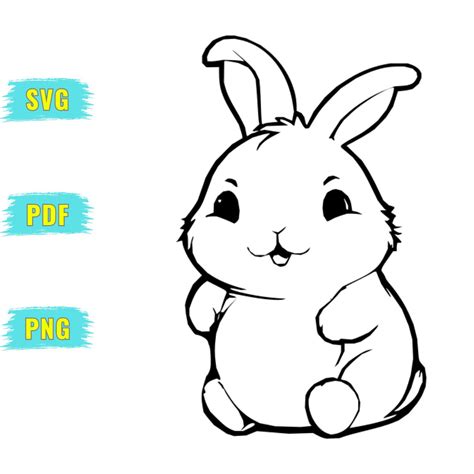 Cute Bunny Svg Bunny Outline Svg Bundle Png Pdf Cute Bunny Vector