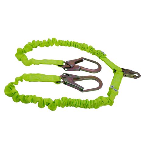 Ansi Twin Leg Shock Absorbing Tower Lanyard With Scaffolding Hooks