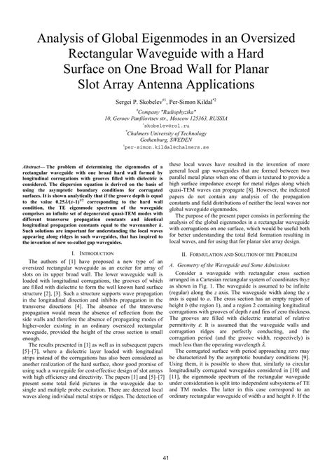 Pdf Analysis Of Global Eigenmodes In An Oversized Rectangular