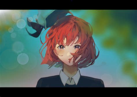Safebooru 1girl O Absurdres Arima Kana Beret Black Bow Blurry Blurry Background Blush Bob Cut