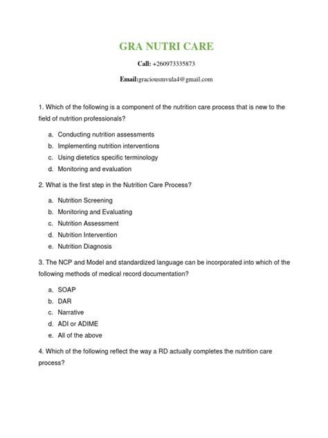 Ncp Questions Pdf Medical Diagnosis Dietitian