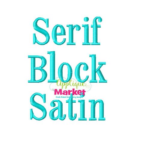 Serif Block Satin Alphabet Machine Embroidery Designs Embroidery
