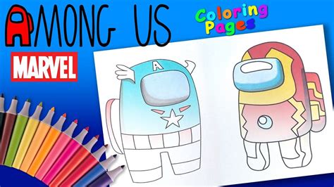 Among Us Marvel Coloring Book Iron Man And Captain America Among Us