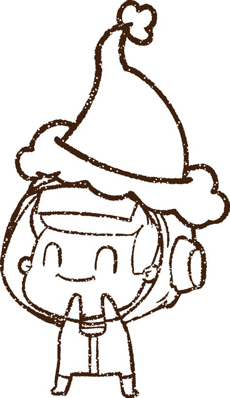 Christmas Astronaut Charcoal Drawing 9593398 Vector Art At Vecteezy