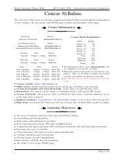 Introduction To Media Computation Course Syllabus And Learning