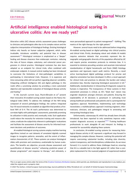 Pdf Artificial Intelligence Enabled Histological Scoring In Ulcerative Colitis Are We Ready Yet