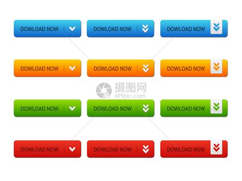 下载按钮 3 种不同样式 4 种颜色 白色背景高清图片下载 正版图片320701083 摄图网