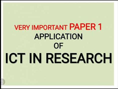 Application Of ICT In Research Paper NTA UGC NET JUNE YouTube
