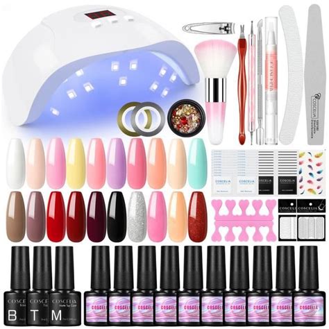 20 Couleurs Vernis Semi Permanent Kit UV LED Gel Polish COSCELIA Base