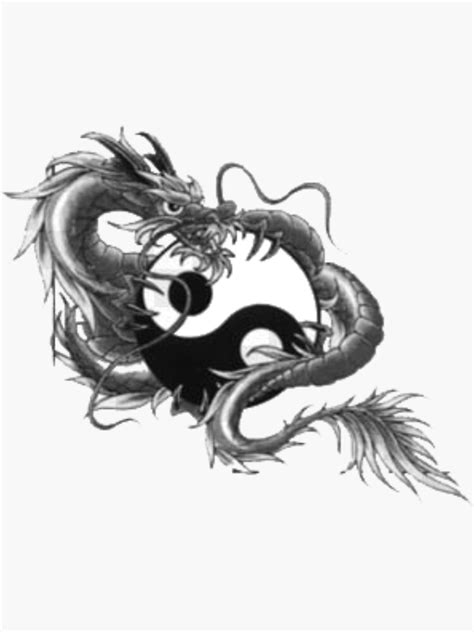 Ying Yang Dragon Drawing Design Sticker For Sale By New Designshop