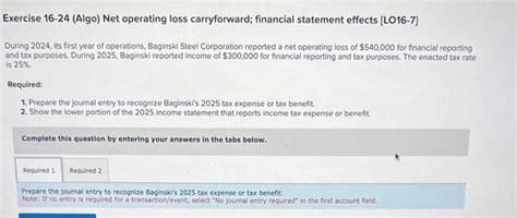 solved exercise 16 24 algo net operating loss