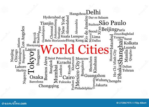 Tagcloud Of World S Largest Cities Colored Randomly Stock Illustration