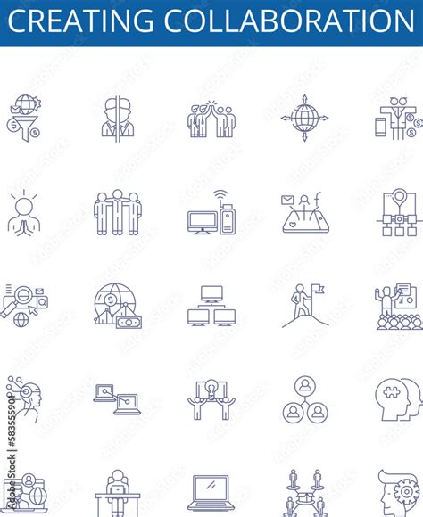 Creating Collaboration Line Icons Signs Set Design Collection Of