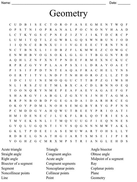 Geometry Word Search Wordmint