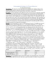Enthalpy Of A Chemical Reaction Lab Report Docx Determining The Enthalpy Of A Chemical