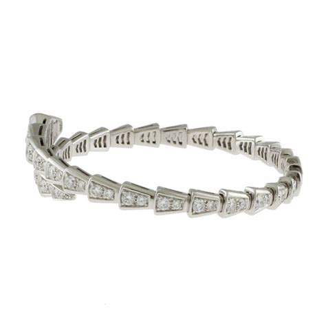 Bvlgari Serpenti Viper Single Coil Bangle 18k Diamond Ladies Chairish