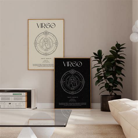 Virgo Zodiac Poster Choose Your Theme Astrology Print Etsy