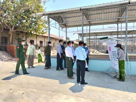 နတ်မောက်မြို့မြို့ မစည်ပင်သာယာစျေး အသစ်ပြန်လည်တည်ဆောက်ပြီးစီးမှု အခြေအနေအား မကွေးတိုင်းဒေသကြီး