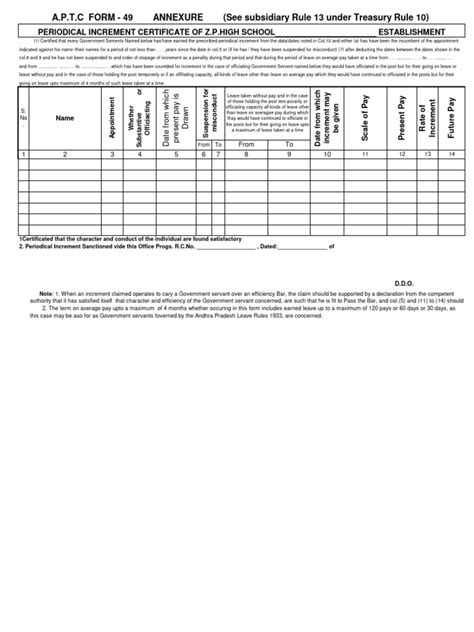 Increment Form Pdf Government