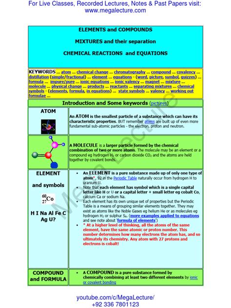 Elements Compounds And Mixtures Pdf Chemical Compounds Chemistry