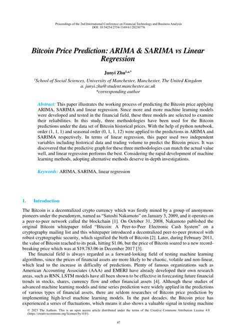 Pdf Bitcoin Price Prediction Arima Sarima Vs Linear Regression