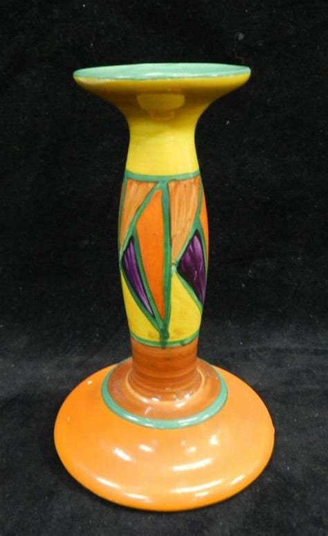 Clarice Cliff Geometric Candlestick 15 Cm Cliff Clarice Ceramics
