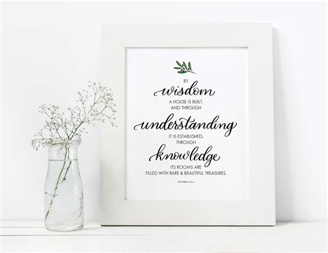 Proverbs 24 3 4 Print Printable Bible Verse Wisdom Quote Print Housewarming T Christian