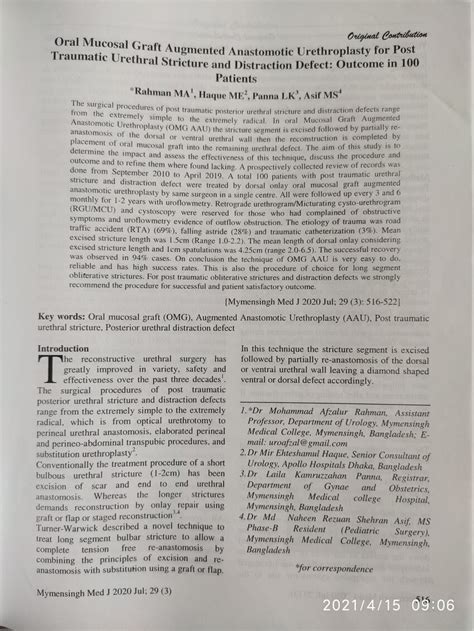 Pdf Oral Mucosal Graft Augmented Anastomotic Urethroplasty For Post