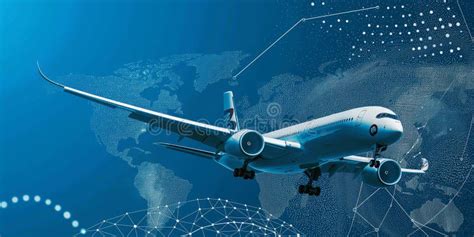 Global Aviation Connectivity A High Tech Airplane Navigating Through A