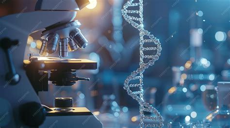 Premium Photo A Dna Helix Structure Visually Represented In A Modern Laboratory Setting With A