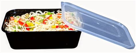 Plastic Rectangle Food Container Black Rectangle Containers 650ml