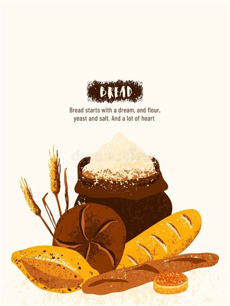Bread Poster Background Vector Illustration With Bakery Products And