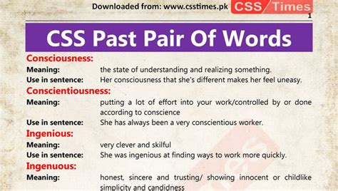 Css Past Pair Of Words Download In Pdf How To Memorize Things