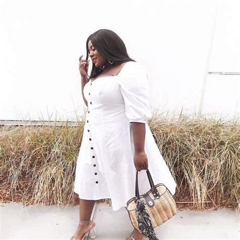 Button Front Puff Sleeve Dress Womens Plus Size Dresses Eloquii