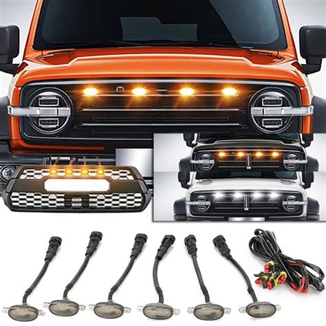 ไฟกระจังหน้า Led รถอเนกประสงค์โคมไฟตาเหยี่ยวไฟตะแกรง4led สีขาวสีเหลือง