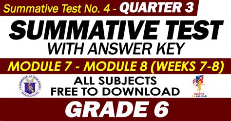 Grade 6 3rd Quarter Summative Test No 4 With Answer Key Modules 7 8 Deped Click