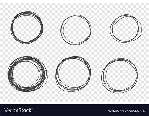 Round Hand Drawn Scribble Frames Set Royalty Free Vector