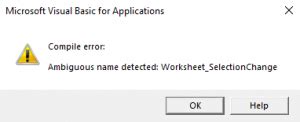 How To Solve Ambiguous Name Detected VBA Error
