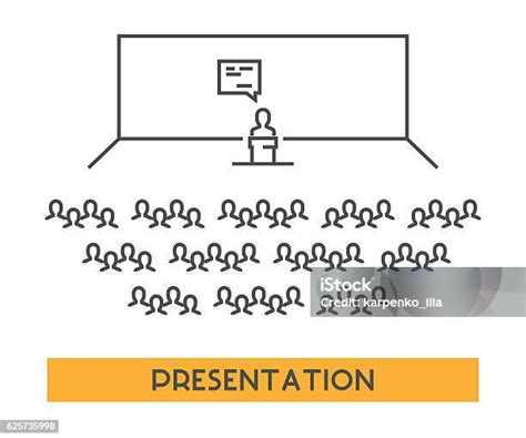 Presentasi Pelatihan Atau Seminar Ikon Garis Ilustrasi Stok Unduh