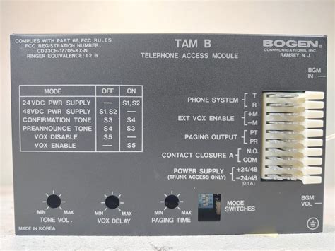 Bogen Telephone Access Module Tam B Voice Paging Adapter