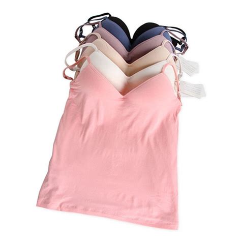 Modal Adjustable Strap Built In Bra Padded Self Mold Bra Tank Top