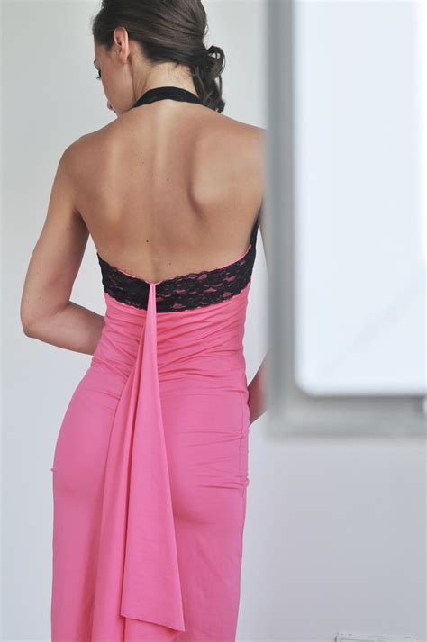 Pink And Black Tango Dress With Lace Illango Womensclothing