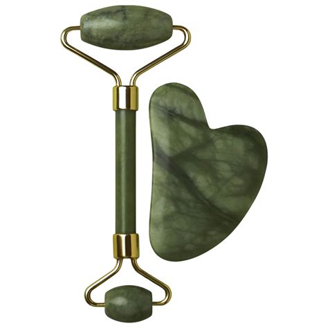 Massageador Facial Rolo Pedra Jade Duo Com Plaquinha Maxxmania