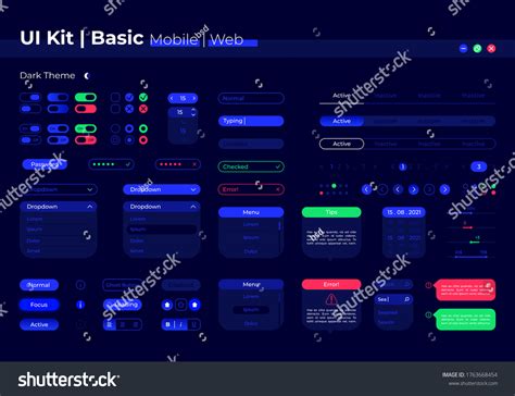 basic ui elements kit dropdown menu stock vector royalty free