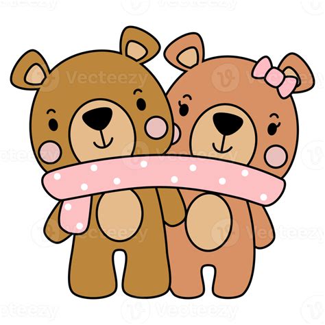 Cute Teddy Bear Love Set Valentines Day With Elements Filled Vector