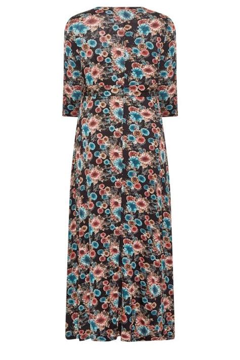 Plus Size Black Floral Print Wrap Maxi Dress Yours Clothing