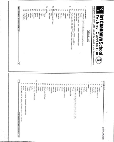 Important MAP Pointing WORLD MAP Sri Chaltanya School Techno