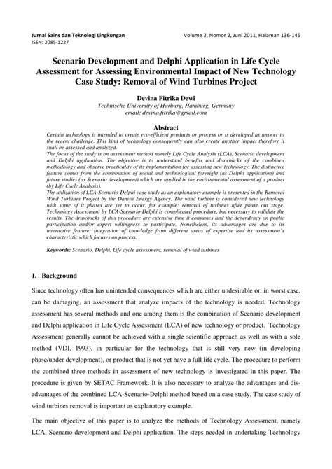 PDF Scenario Development And Delphi Application In Life Cycle