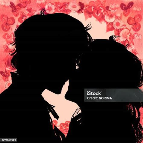 Illustration De Silhouette En Noir Et Blanc Dun Jeune Couple Amoureux